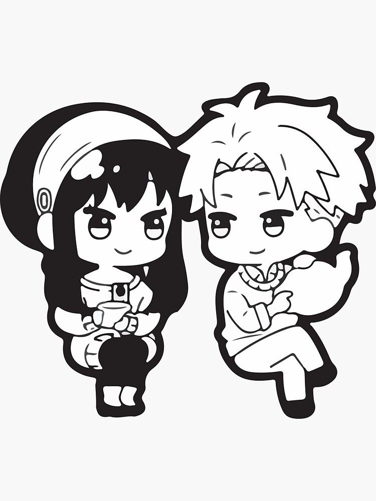 Pegatina «Loid Y Yor Forger Chibi Blanco Y Negro» de MangaMolly | Redbubble