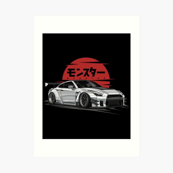 "Monster Japan Gtr R35 T-ShirtJDM Monster GTR R-35 (White) " Art Print ...