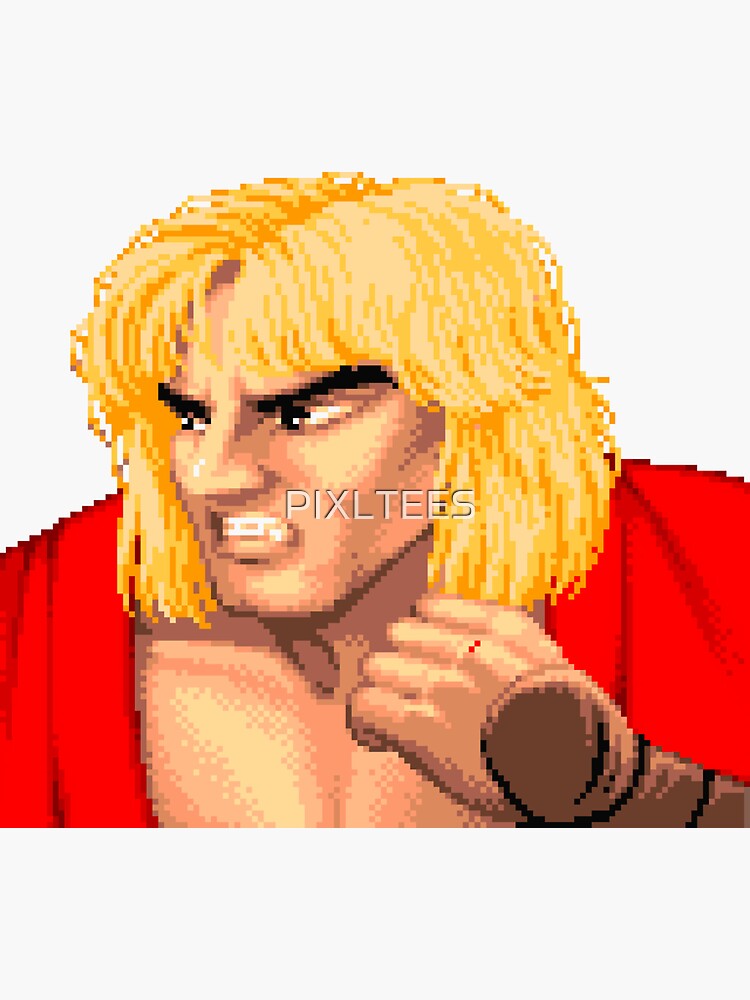 "SF2 CHAMPION EDITION KEN FACE OFF 2P" Sticker for Sale by PIXLTEES ...