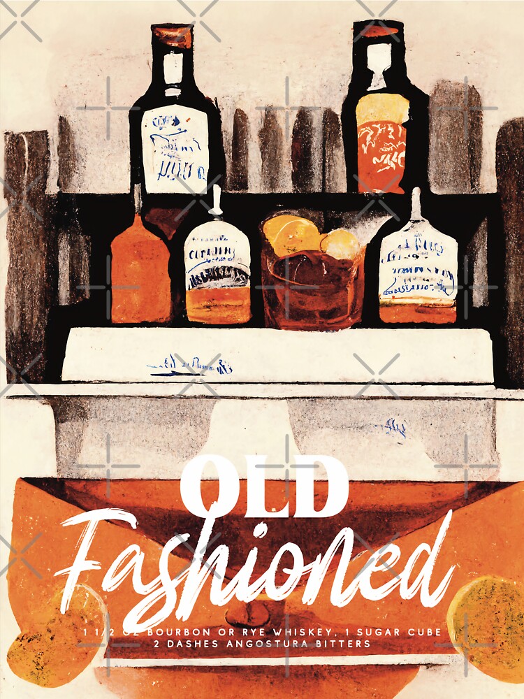 "Old Fashioned Retro Cocktail Poster Homebar Bar Prints, Vintage Drinks ...