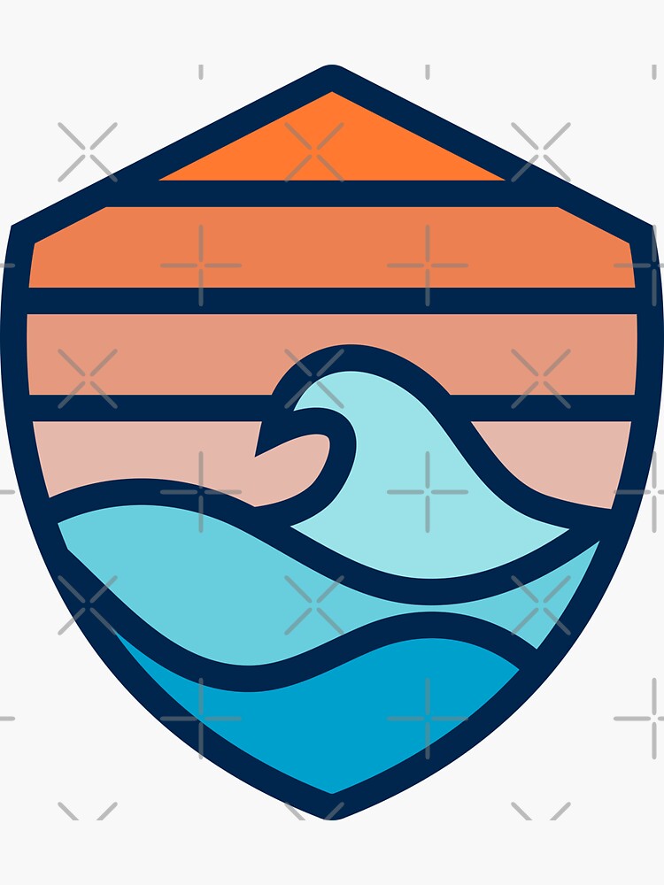 "Ocean Waves and Sun Shield" Sticker for Sale by WilliamsonMedia ...