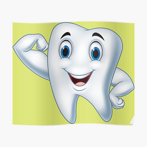 "Funny cartoon tooth illustration" Poster for Sale by StevanoArt ...