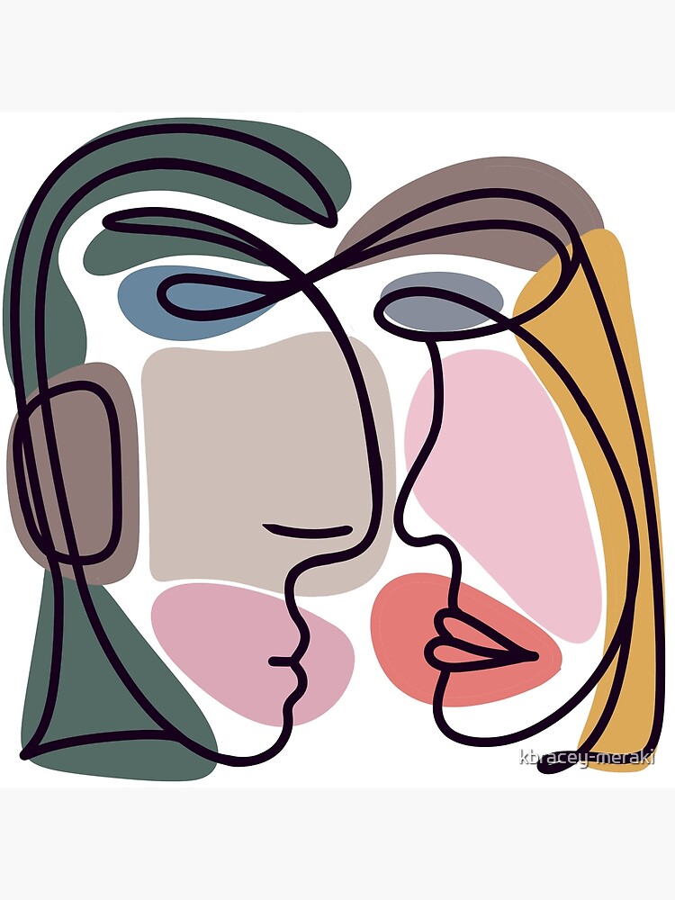 "Colourful Cubist Line Drawing Face" Poster for Sale by kbracey-meraki ...