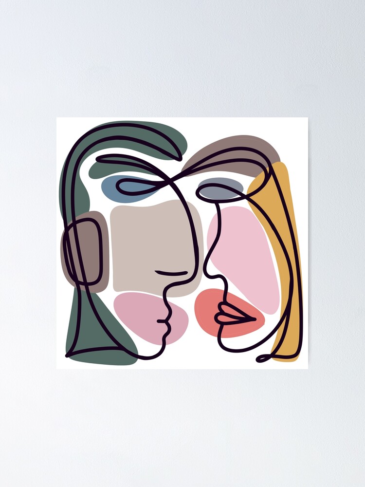 "Colourful Cubist Line Drawing Face" Poster for Sale by kbracey-meraki ...