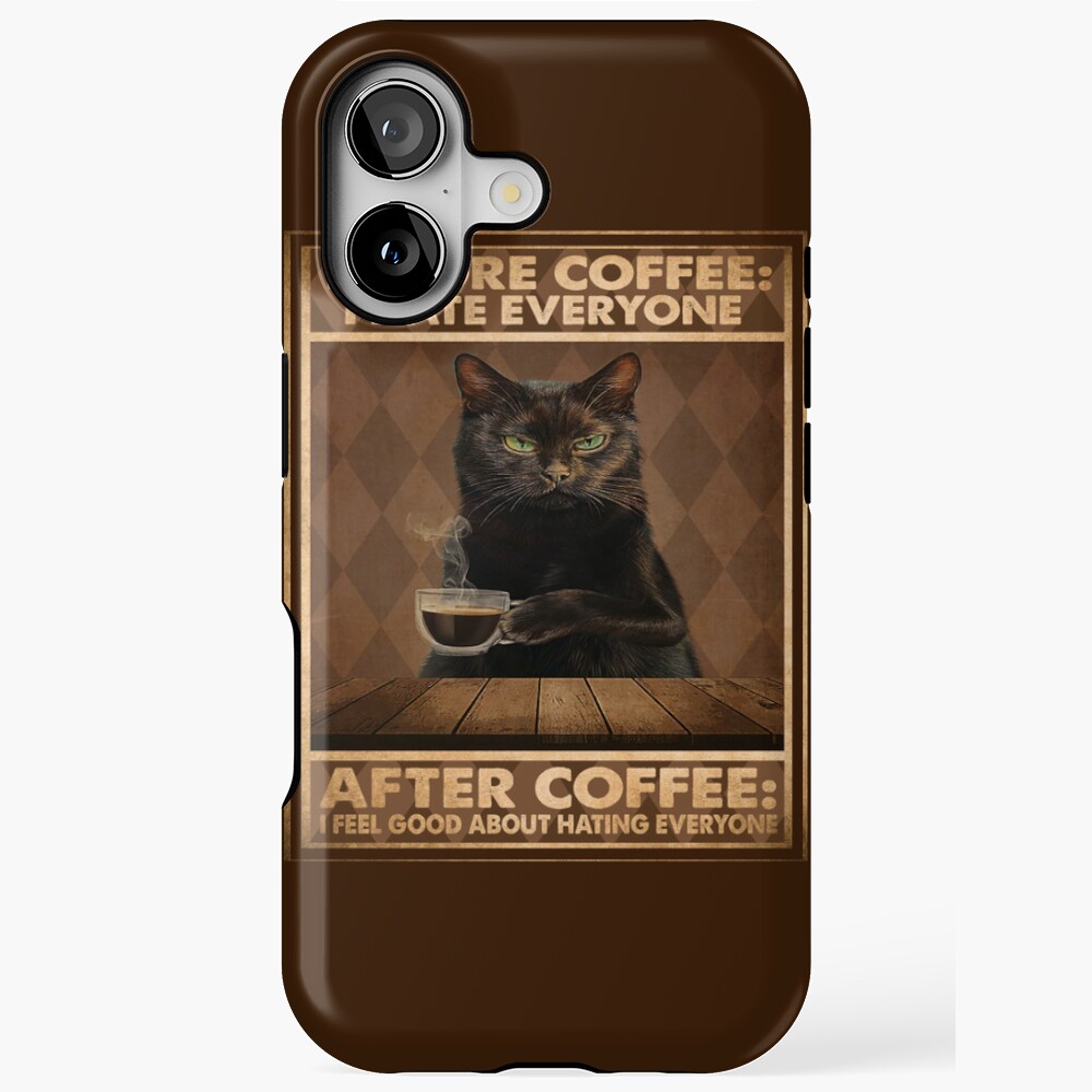 "Black Cat Before Coffee I Hate Everyone After Coffee" Sticker for Sale ...