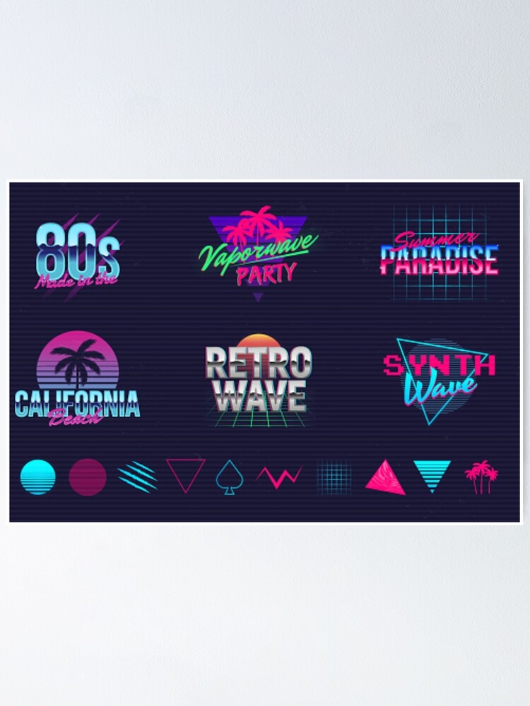 "80s Vintage Retro Neon Logos" Poster for Sale by Teepocalypse | Redbubble