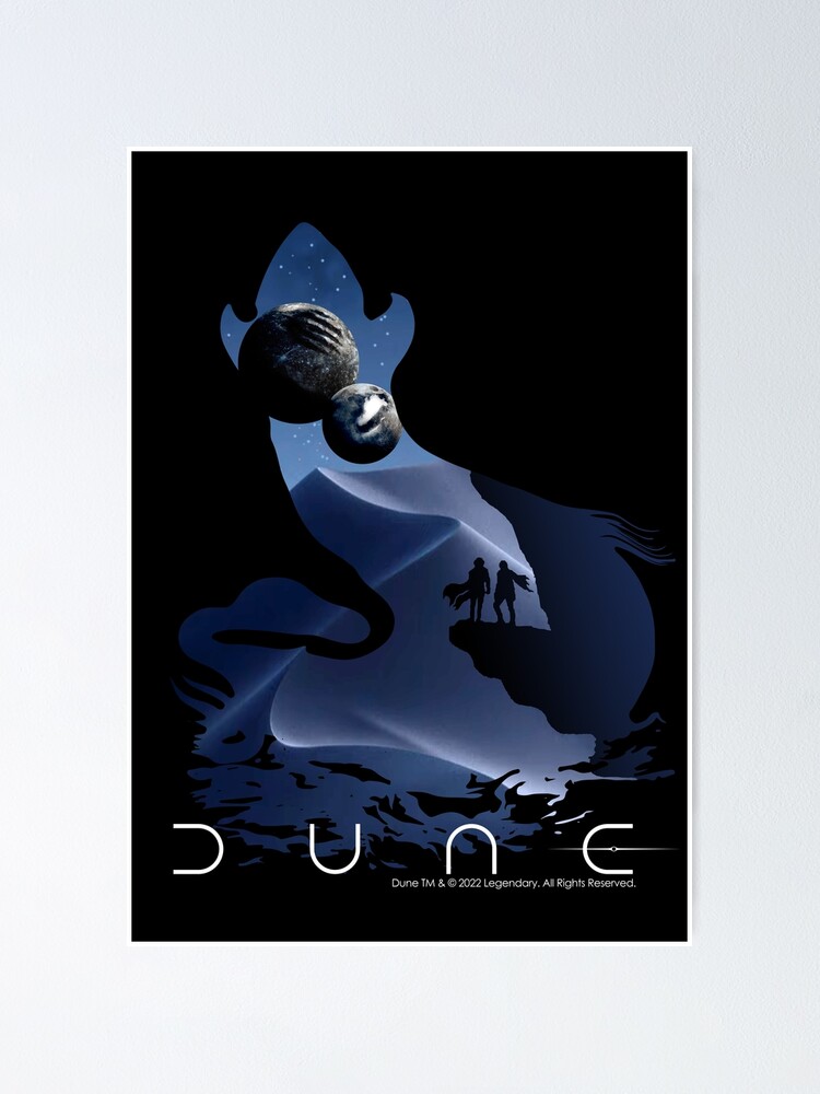 "DUNE 2022 - SANDWORM SILHOUETTE and ARRAKIS DESERT with MOONS" Poster ...