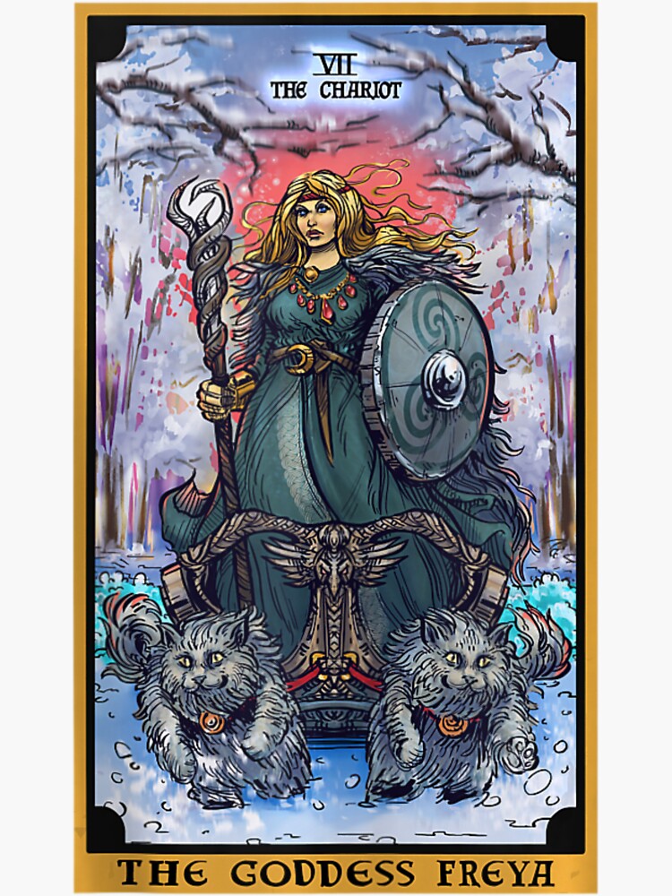 "The Goddess Freyja The Chariot Tarot Card Norse Pagan Witch" Sticker ...