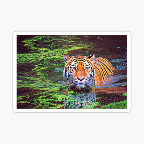 "Tiger In The Swamp" Sticker for Sale by Inyeneart | Redbubble