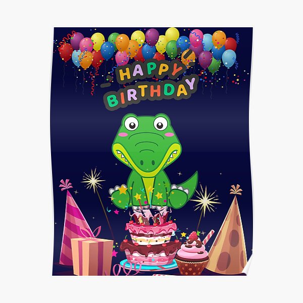 Póster «Cocodrilo y fiesta de cumpleaños con un tema de cocodrilo» de ...
