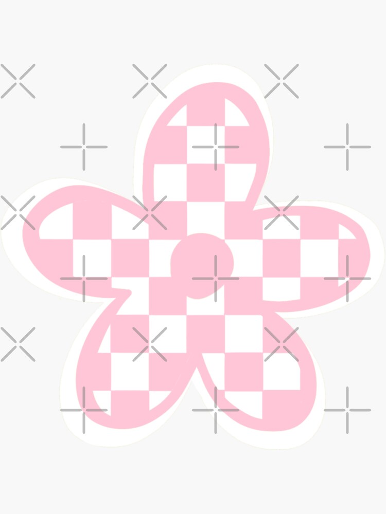 "Pink checkered flower" Sticker for Sale by PurpleFox42 | Redbubble