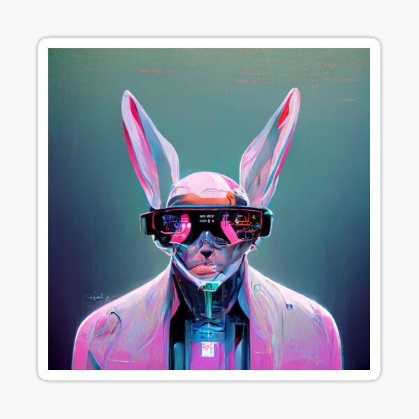 "Anime Cyberpunk Rabbit " Sticker for Sale by Phantasmagorial | Redbubble
