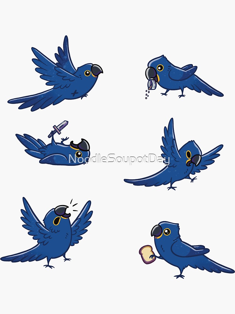 "Hyacinth Macaw" Sticker for Sale by NoodleSoupotDay | Redbubble