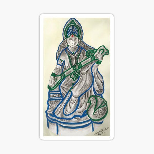 "Goddess Saraswati" Sticker for Sale by blue-neuron | Redbubble