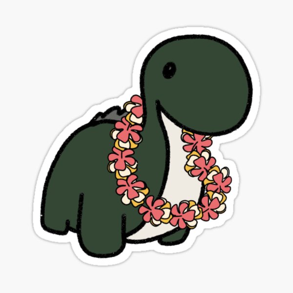 "Dinosaur in a Lei" Sticker for Sale by beckahbrooks | Redbubble