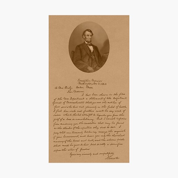 "Abraham Lincoln's Letter To Mrs. Bixby" Photographic Print by ...