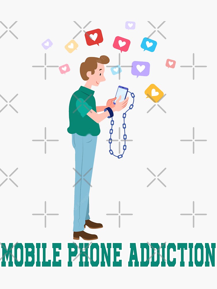 "Mobile Phone Addiction Gift Idea For Social Media Addiction" Sticker ...