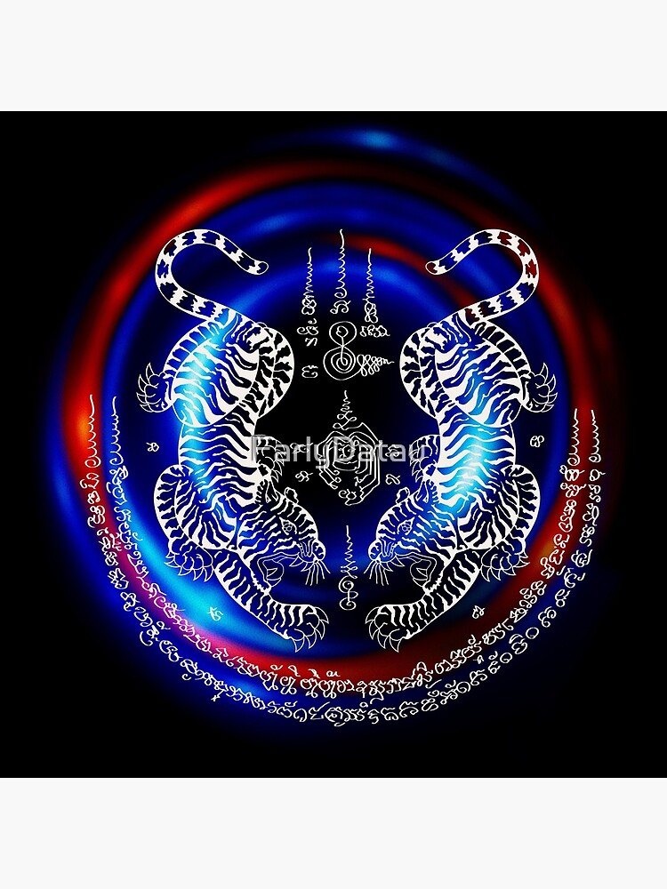 "Sak Yant Thai Tattoo Twin Tiger Muay Magical Thailand Circle Neon ...