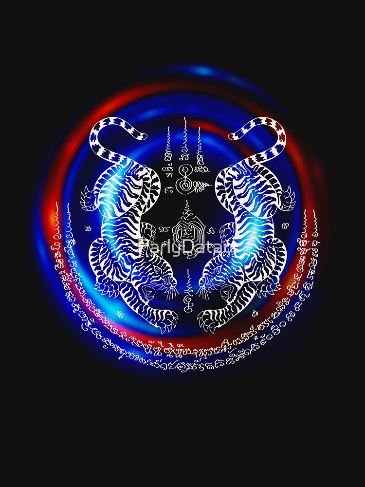 "Sak Yant Thai Tattoo Twin Tiger Muay Magical Thailand Circle Neon ...
