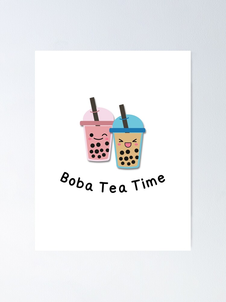 "Boba Tea Time - Kawaii Smiley Boba Tea Image" Poster for Sale by jingenuity | Redbubble