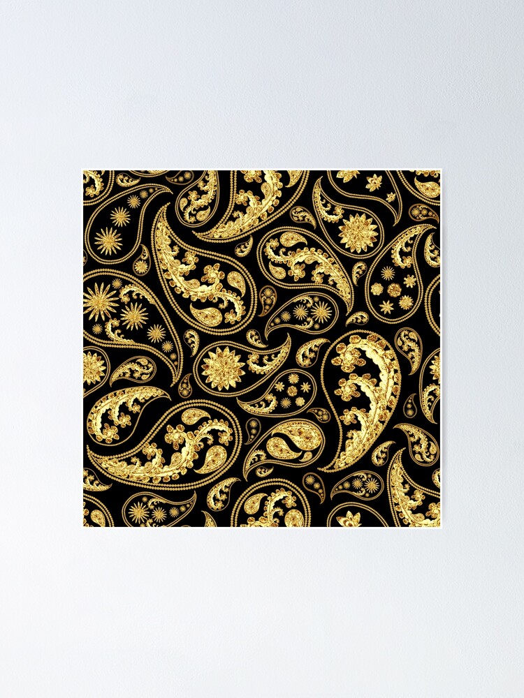 "Beautiful Black and Gold Paisley Pattern" Poster for Sale by silviaol ...