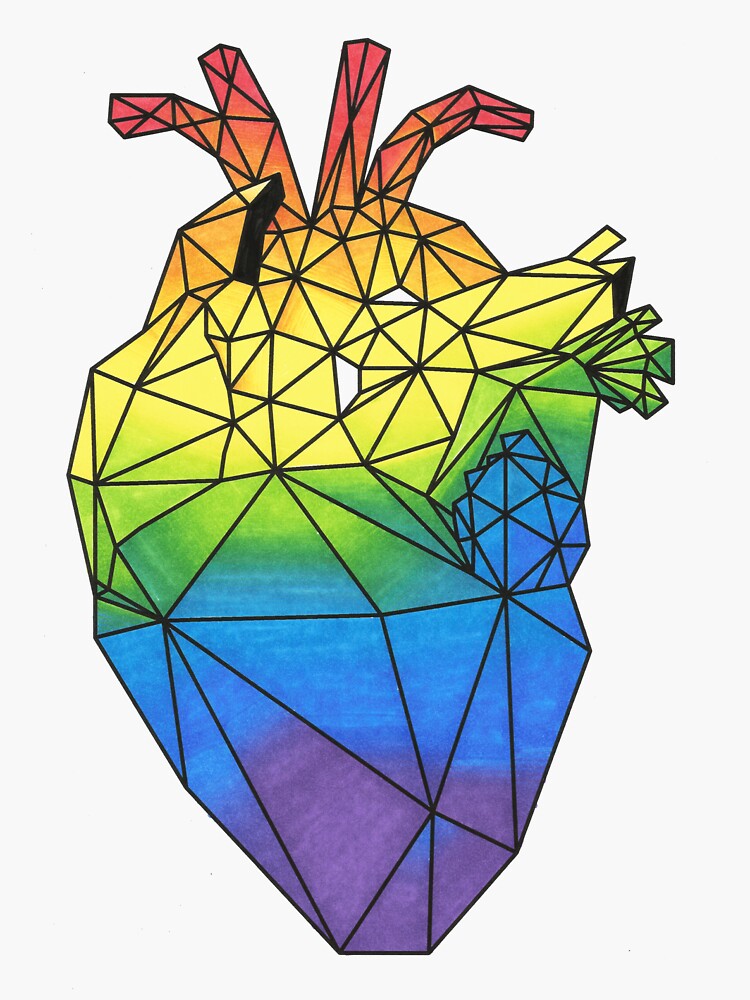 "Geometric Rainbow Anatomical Heart" Sticker for Sale by ...