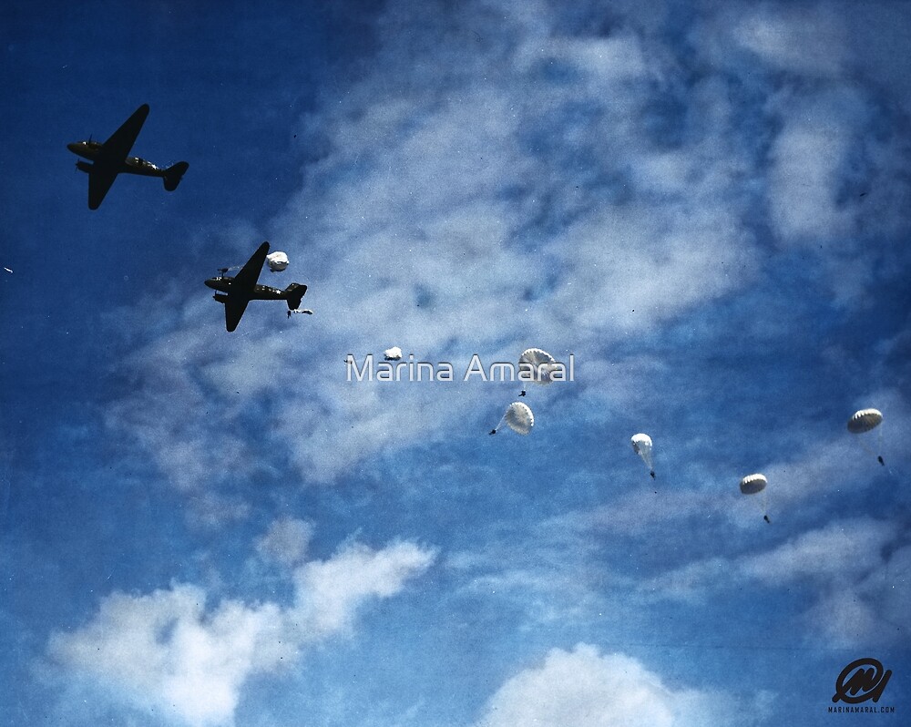 "101st Airborne practice jump - Holland, WWII" by Marina Amaral | Redbubble
