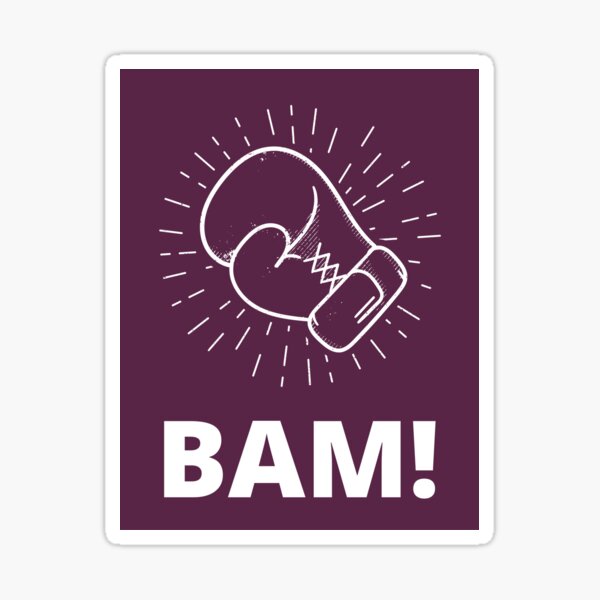 "Bam boxing gloves" Sticker for Sale by NewPages | Redbubble