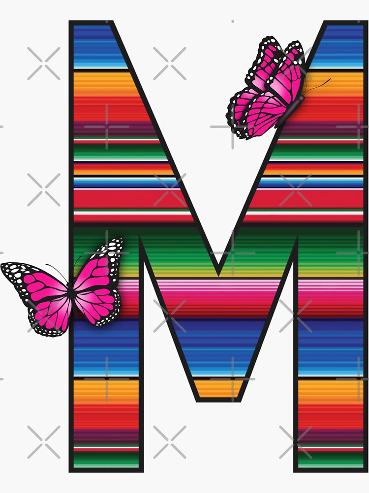 Pegatina «Impresión mexicana letra M con mariposa» de Lizettesotelo ...
