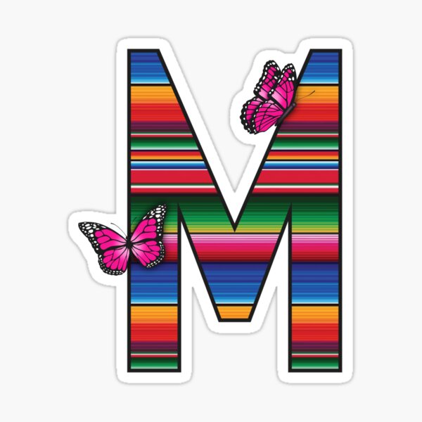 Pegatina «Impresión mexicana letra M con mariposa» de Lizettesotelo ...