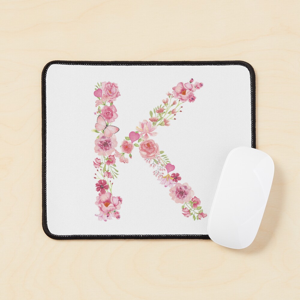 "Pastel Pink Watercolor Flower Monogram Letter K" Sticker for Sale by ...