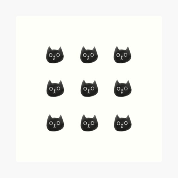 "Cute Kawaii Void Cat Black Kitten Cartoon Sticker" Art Print for Sale ...
