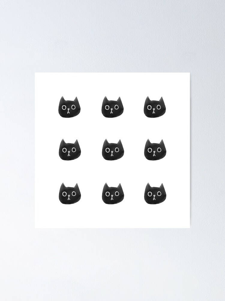 "Cute Kawaii Void Cat Black Kitten Cartoon Sticker" Poster for Sale by ...