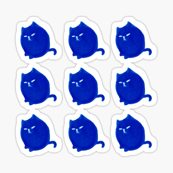 "Cute Kawaii Deep Blue Cat Cartoon Sticker " Sticker for Sale by dai-yu ...
