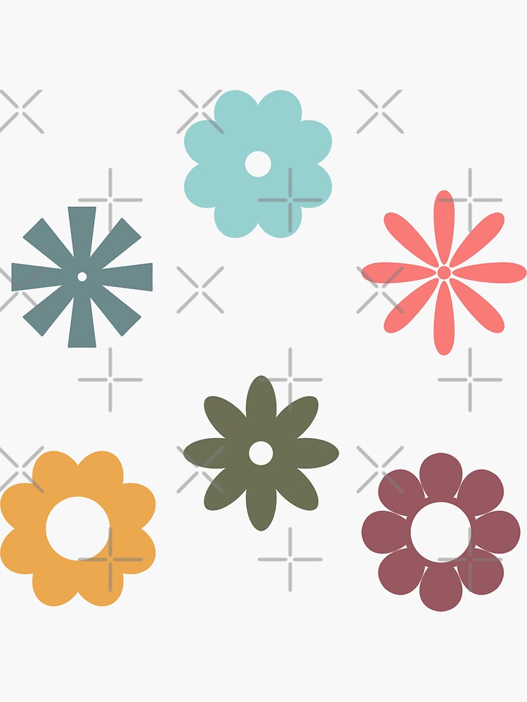 "Retro Groovy Flower Sticker Pack Boho" Sticker for Sale by ...