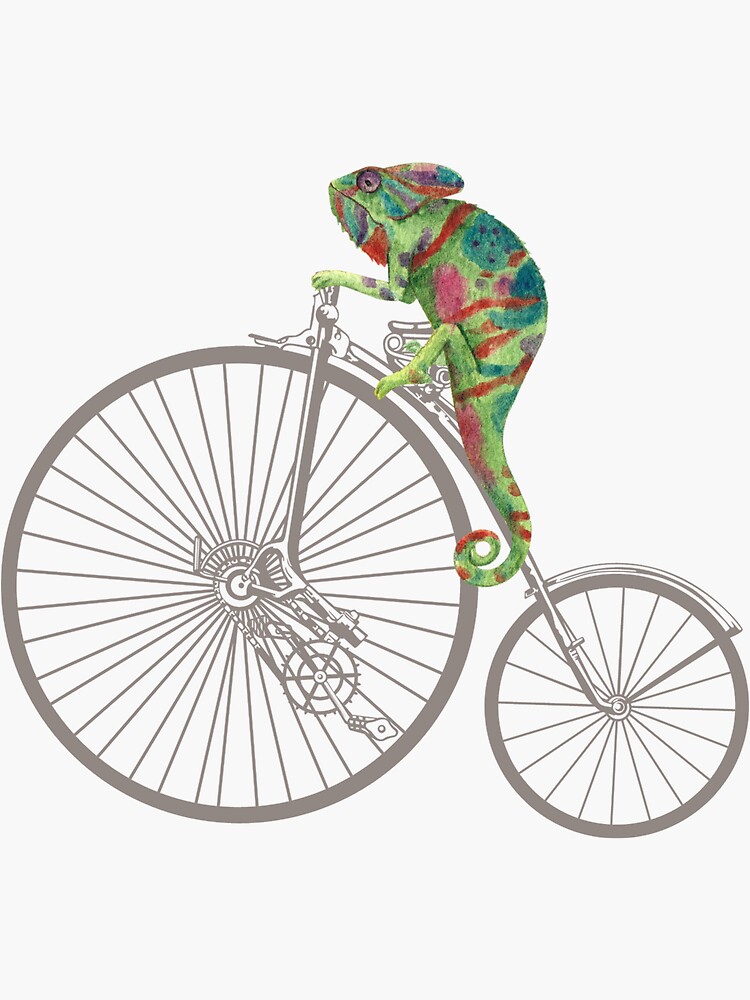 "Chameleon on bicycle, lizard mandala art, encyclopedia animal art ...