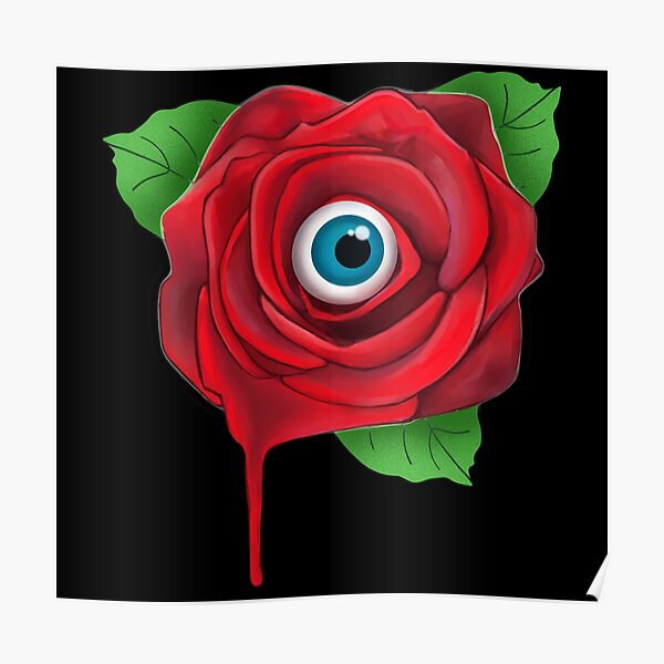 "Spooky red rose with eye " Poster for Sale by Meakm-art | Redbubble