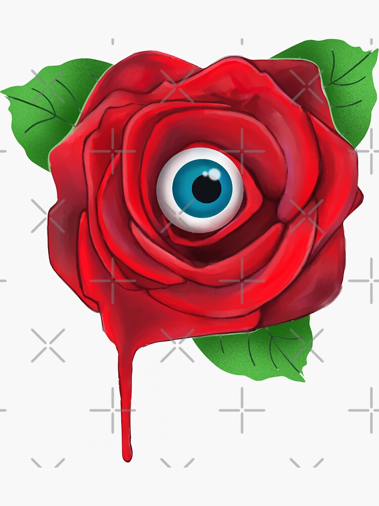 "Spooky red rose with eye " Sticker for Sale by Meakm-art | Redbubble