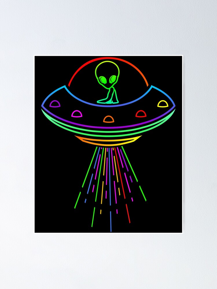 "Space Alien Ufo Neon Lights Rave Alien Lovers Mm" Poster for Sale by ...