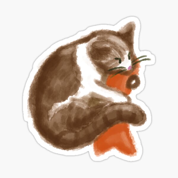 "Cute Kick Toy Tabby Cat" Sticker for Sale by fromelsewhere | Redbubble