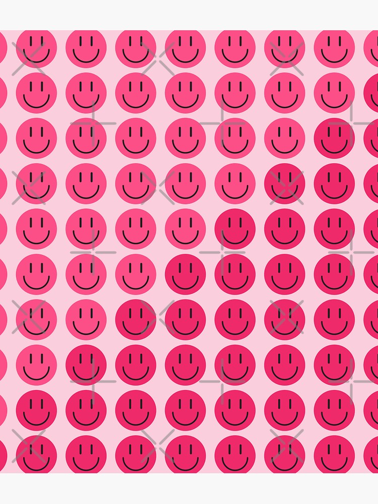 "Preppy, Pink, Smile, Aesthetic, Graident, Happy Face, Smile" Sticker ...