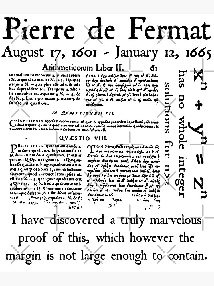 Póster «Pierre de Fermat Matemático Prueba maravillosa Cita de ...