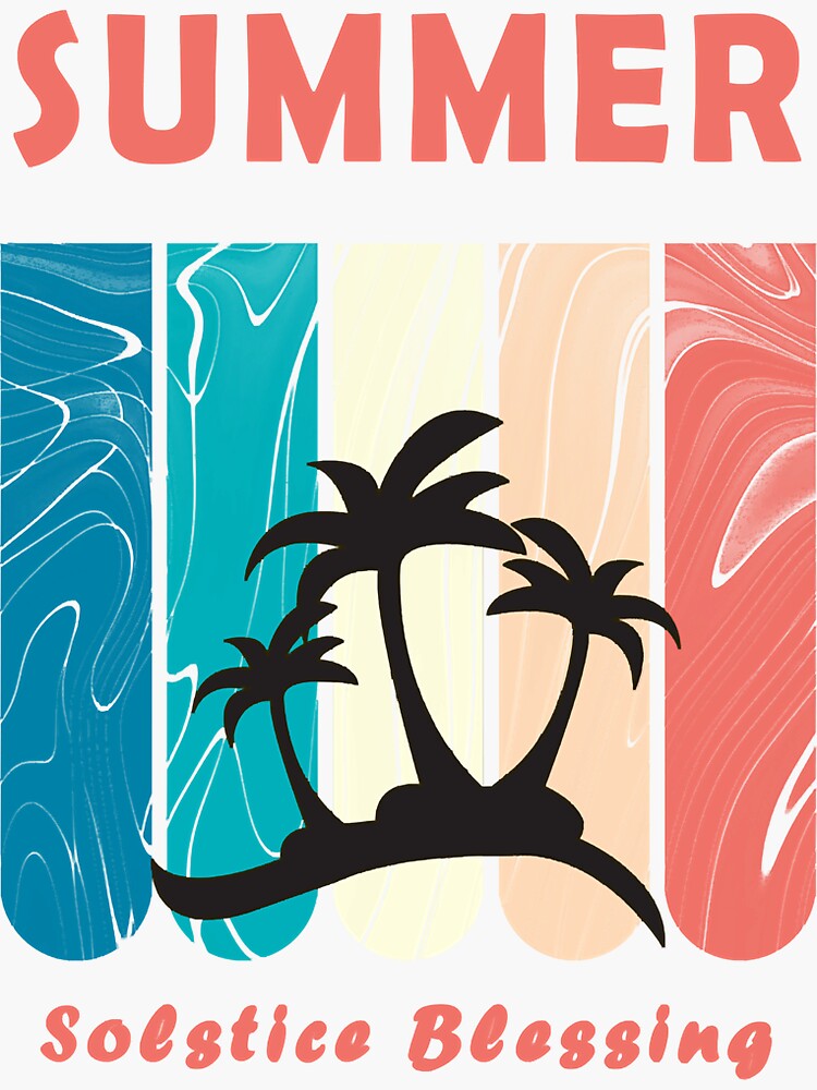 "Summer Solstice Blessing with palms in vintage stripes background 2 ...