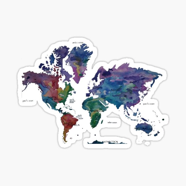 "Rainbow watercolor world map" Sticker for Sale by kristenconnors ...