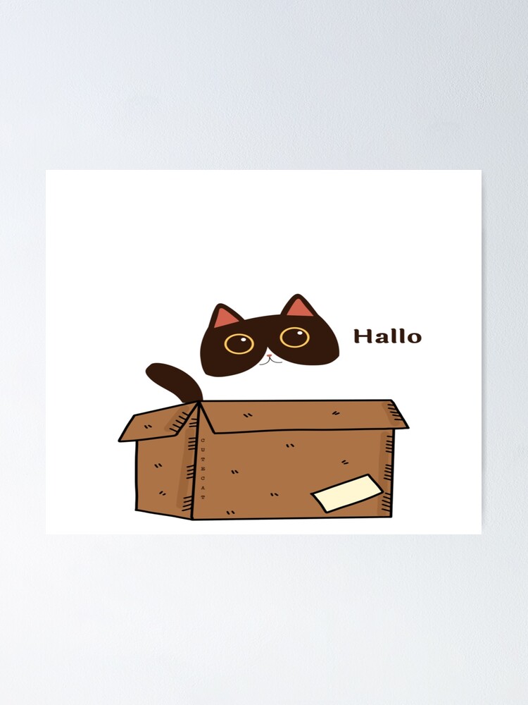"cute cat in a comfort box" Poster for Sale by Lamia-Hu | Redbubble