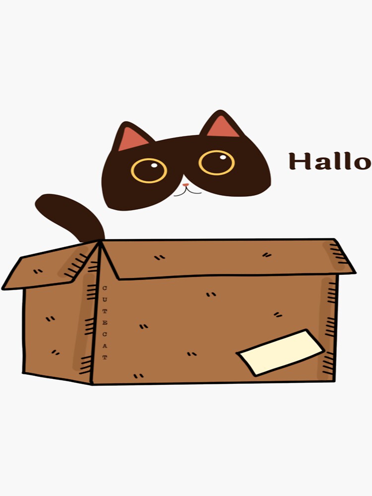 "cute cat in a comfort box" Sticker for Sale by Lamia-Hu | Redbubble