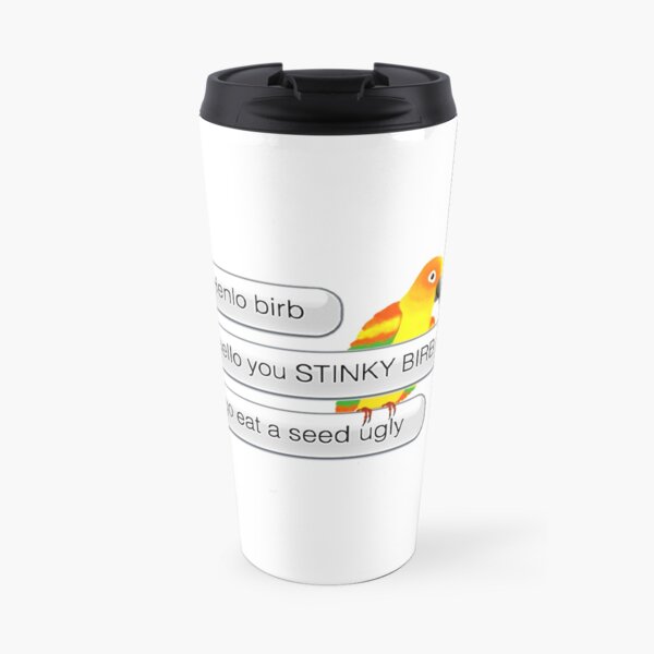 "Henlo Birb" Travel Coffee Mug for Sale by maryhorohoe | Redbubble