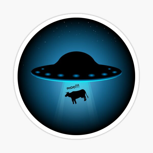 "Cow Abduction UFO Aliens" Sticker for Sale by Teenker | Redbubble