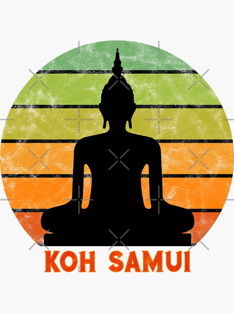 "Koh Samui Buddha Silhouette On A Rainbow Of Colors" Sticker for Sale ...