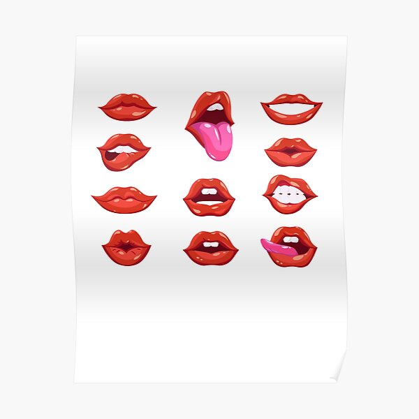 "Kiss -Lip Sticker Pack" Poster for Sale by CooLike | Redbubble
